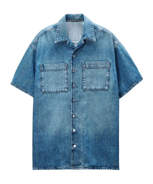 Alexander Wang Boxy Denim Shirtdress - Vintage Marble Blue