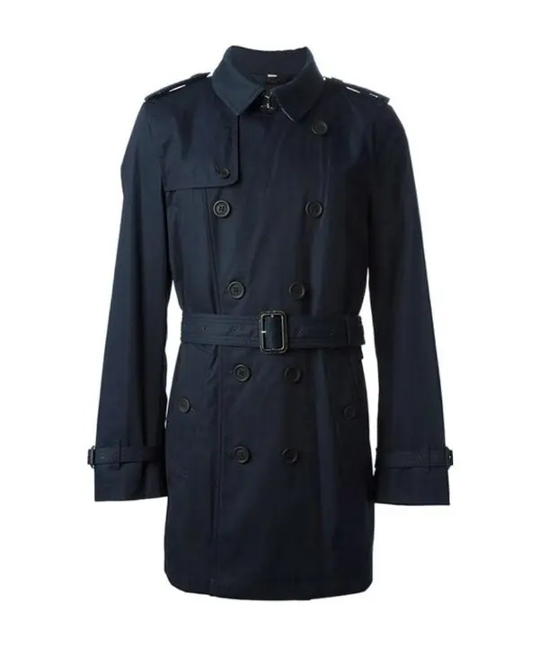 Burberry Double-row Buckle Belt Trench Coat - Black