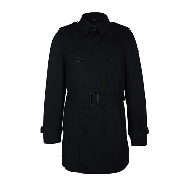 Burberry Double-row Buckle Belt Trench Coat - Black