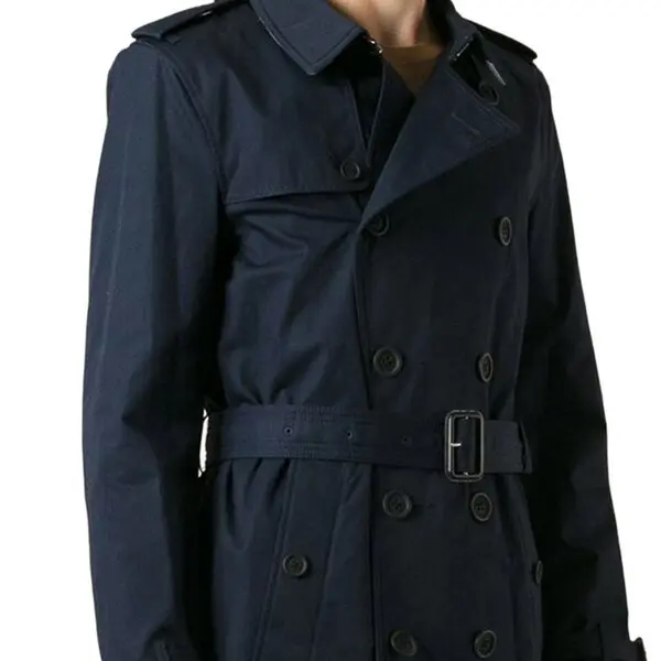 Burberry Double-row Buckle Belt Trench Coat - Black
