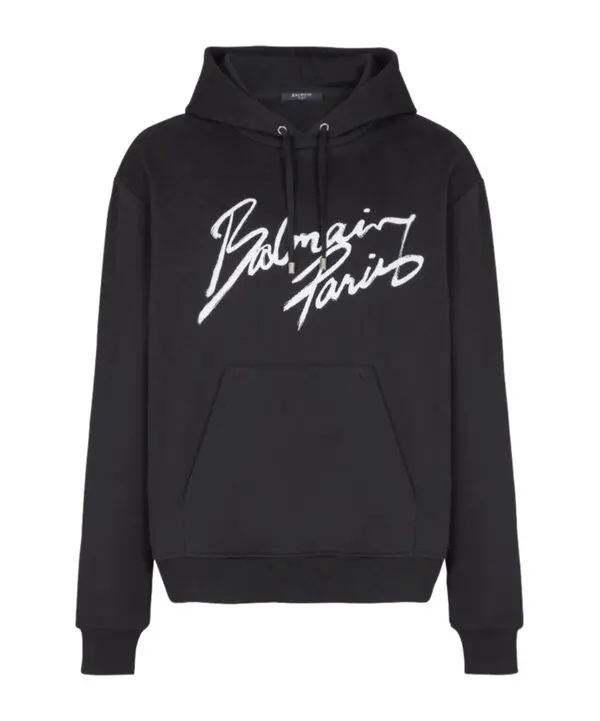Balmain Drawstring Hoodie With Chest Logo