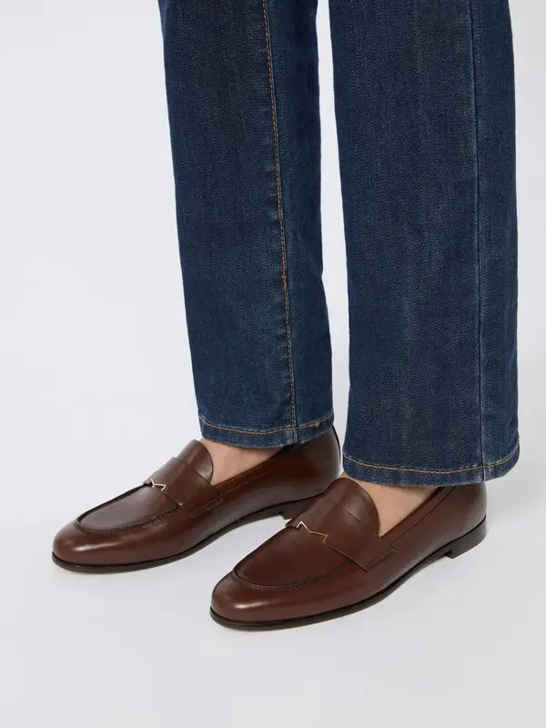 Max Mara Semi-glossy Leather Moccasins