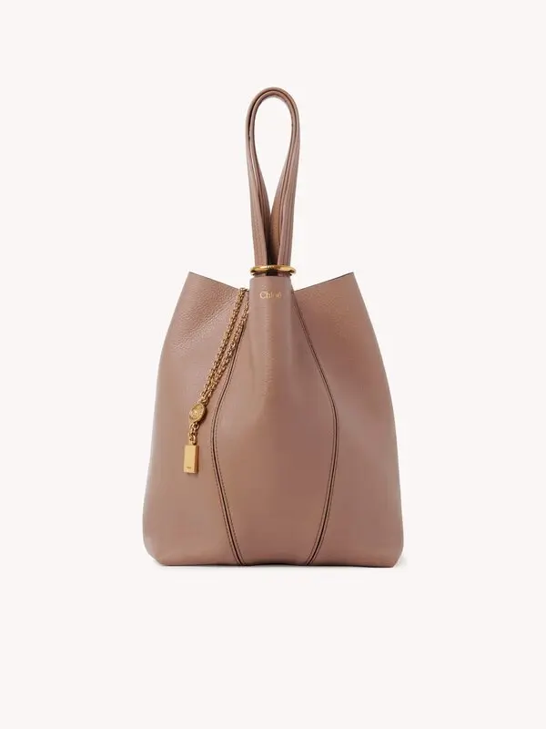 Chloé Spin Tote Bag With Chain Detail - Brown