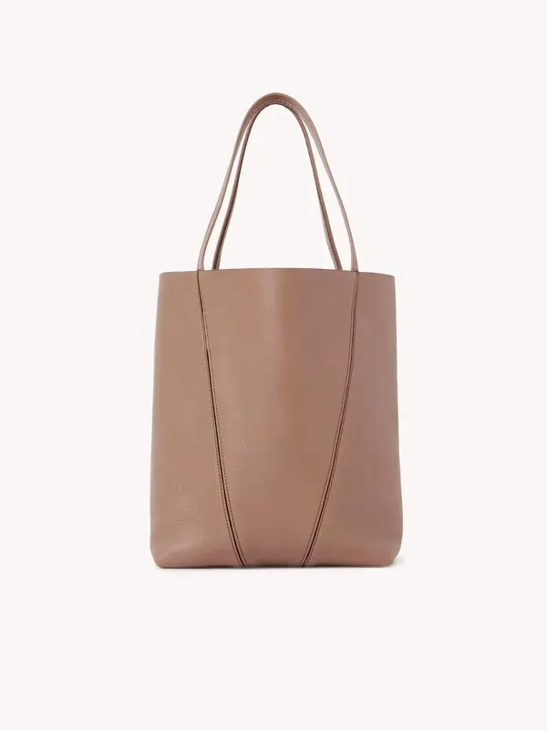 Chloé Spin Tote Bag With Chain Detail - Brown