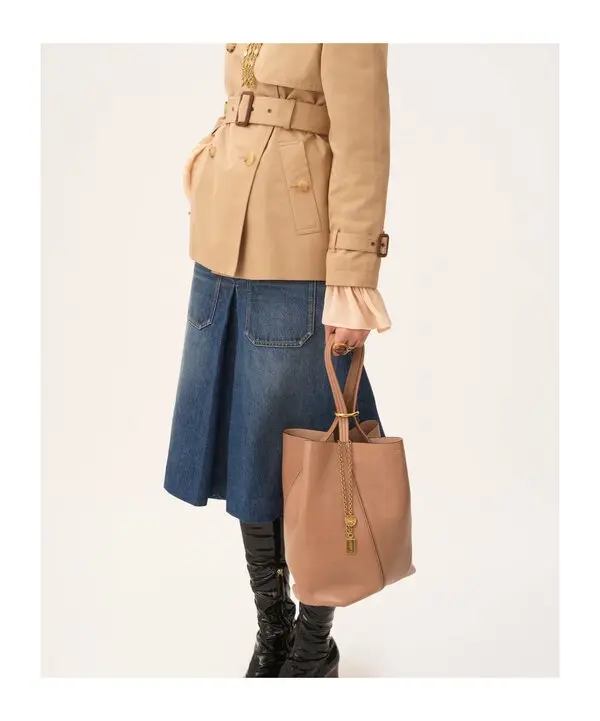 Chloé Spin Tote Bag With Chain Detail - Brown