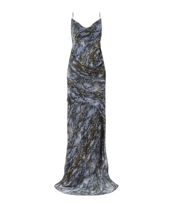 Christopher Esber Cowl Neck Printed Maxi Dress - Gray