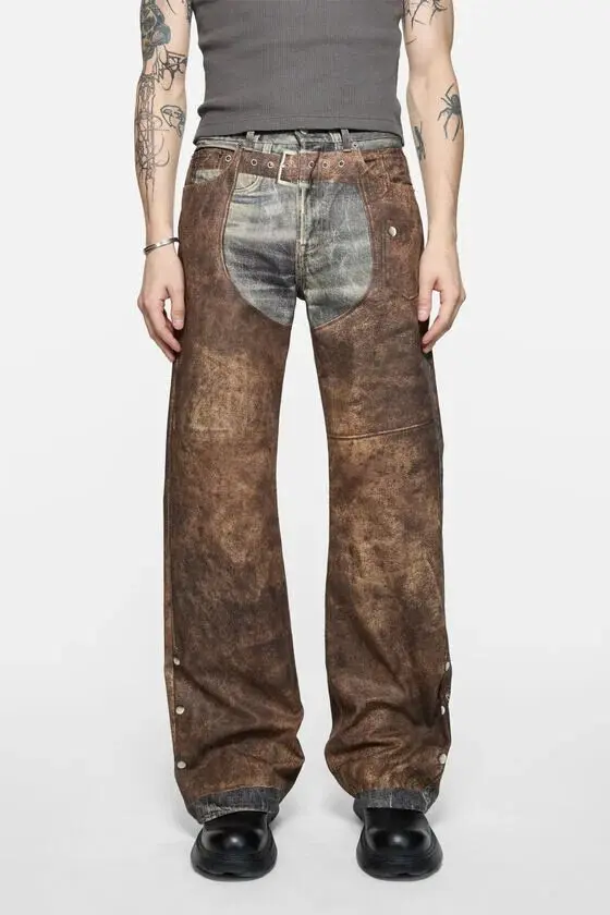 Acne Studios Printed Wide Leg Jeans