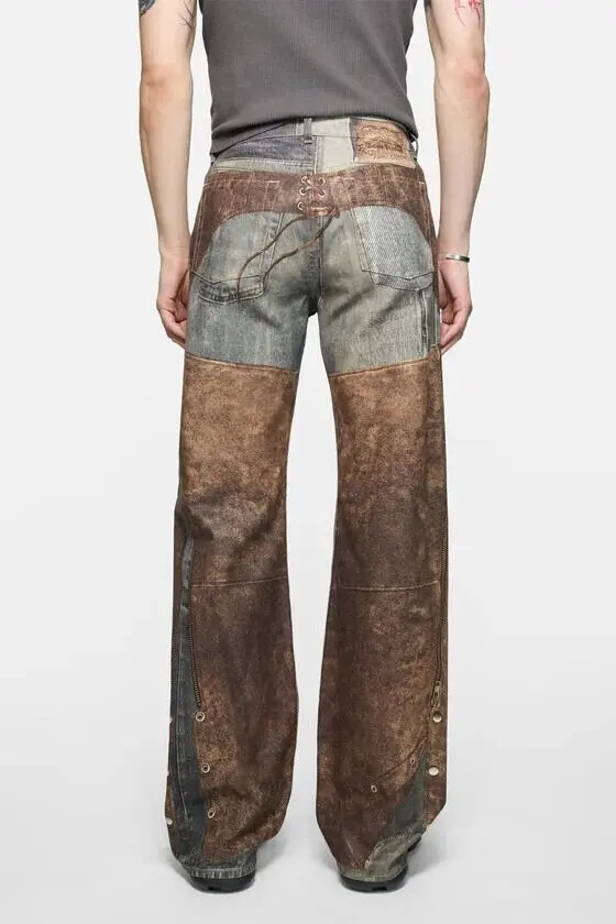 Acne Studios Printed Wide Leg Jeans