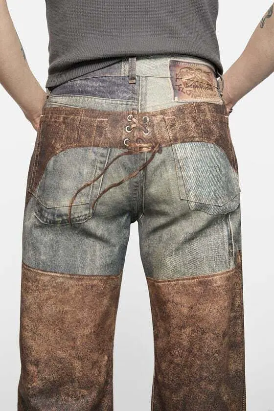 Acne Studios Printed Wide Leg Jeans