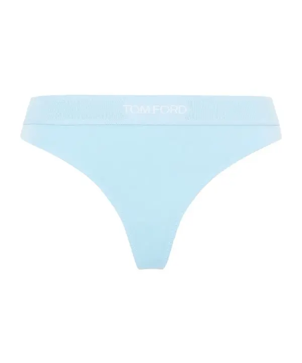 TOM FORD Logo Waistband Thong Briefs - Light Blue