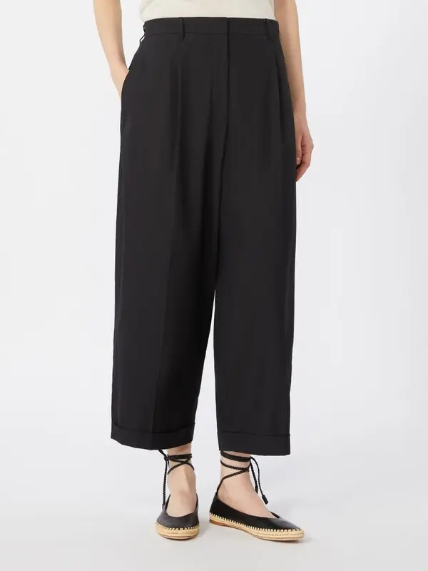 Max Mara Tailored Wide-leg Trousers With Belt Loops - Black