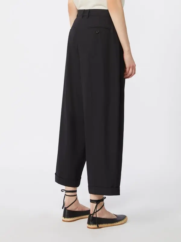 Max Mara Tailored Wide-leg Trousers With Belt Loops - Black