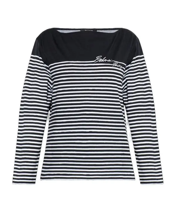 Balmain Striped Long Sleeve Top