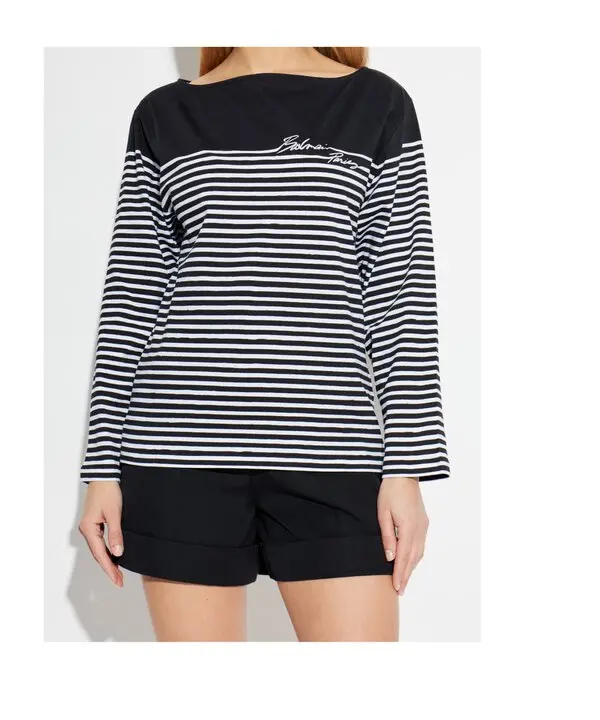 Balmain Striped Long Sleeve Top