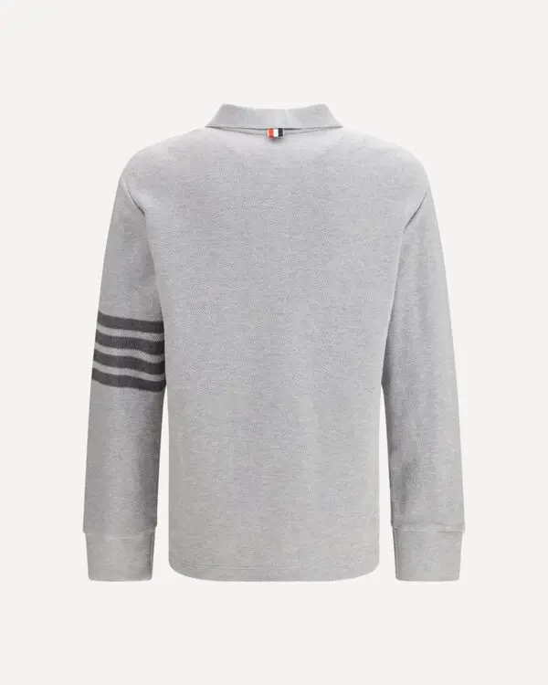 Thom Browne 4-bar Long-sleeved Polo Shirt - Gray