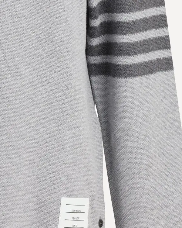 Thom Browne 4-bar Long-sleeved Polo Shirt - Gray