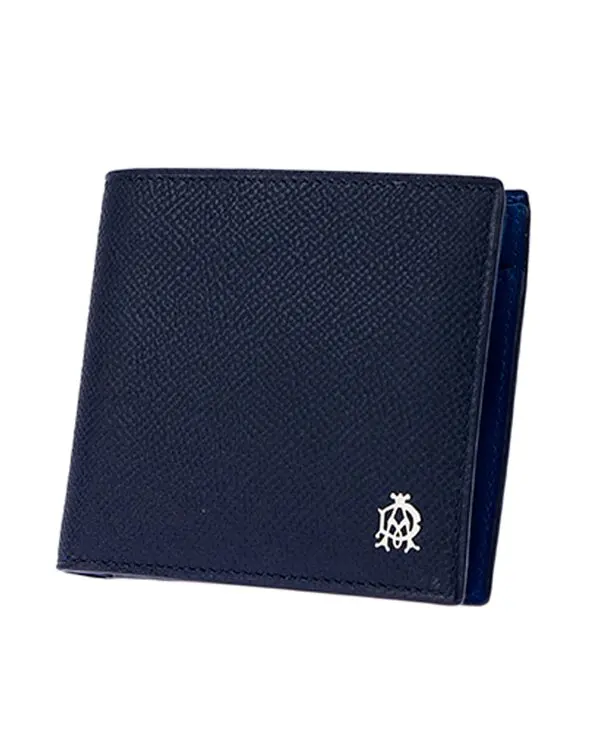 Dunhill Navy Blue Logo Double Fold Wallet - Black