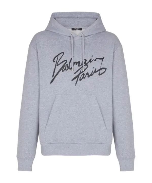 Balmain Drawstring Hoodie With Printed Logo