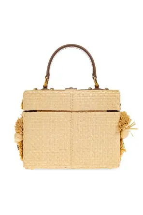 Dolce & Gabbana Embellished Raffia Tote Bag - Nude