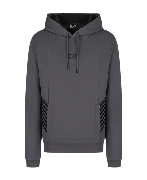 EA7 Hooded Sweater With Side Stripe Detail - Black