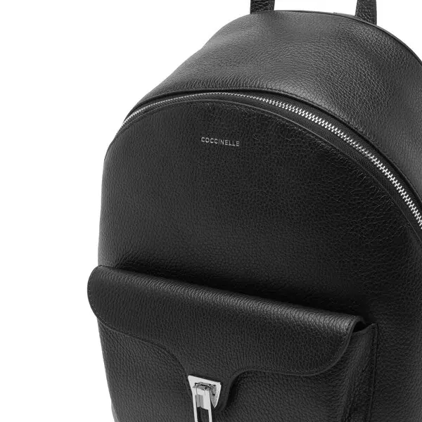 COCCINELLE Leather Backpack With Logo Detail - Black