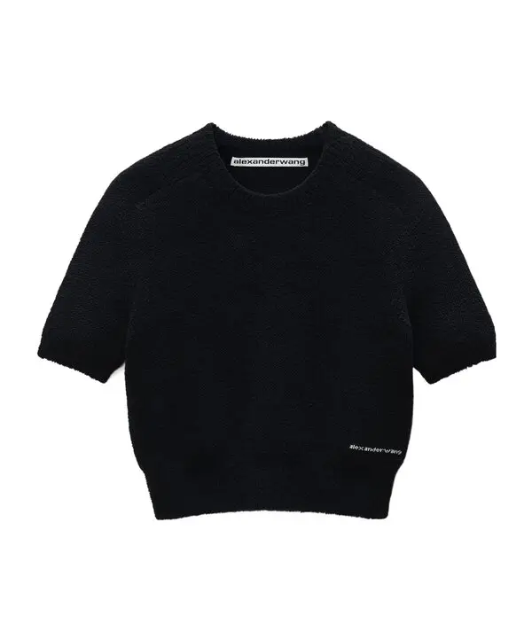 Alexander Wang Short Sleeve Cropped Ribbed Top