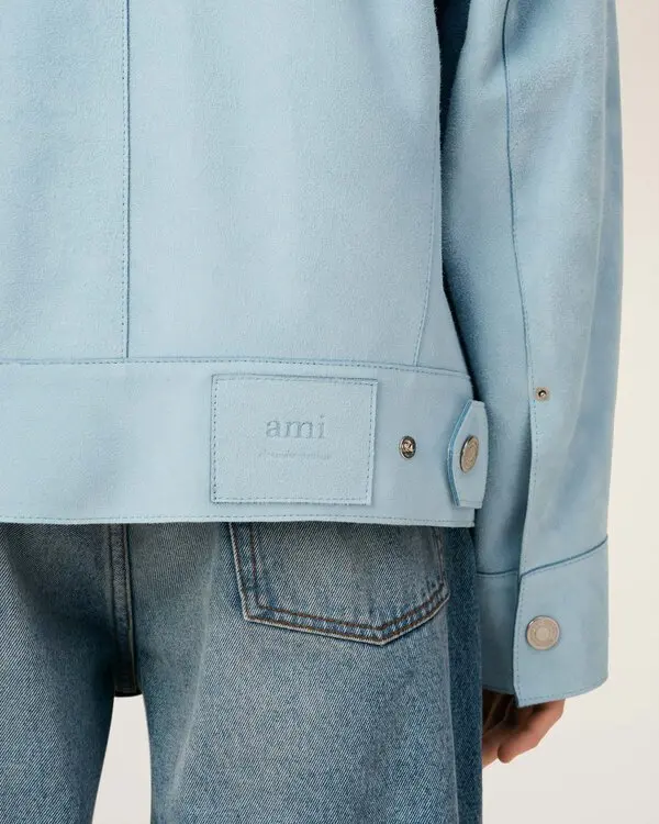 AMI Paris Leather Jacket With Metal Snaps