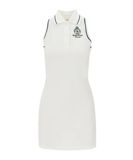 SPORTY  RICH Sporty Rich Crown Polo Dress - White