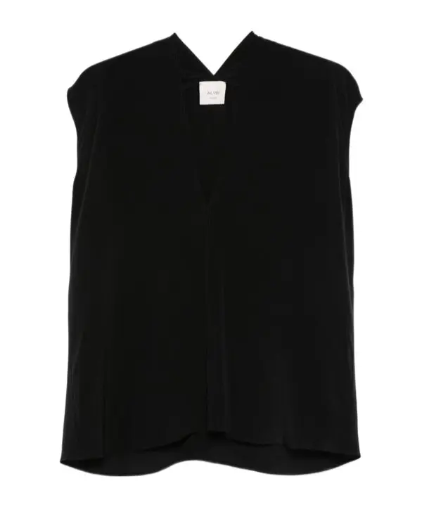 ALYSI Sleeveless V-neck Blouse - Black