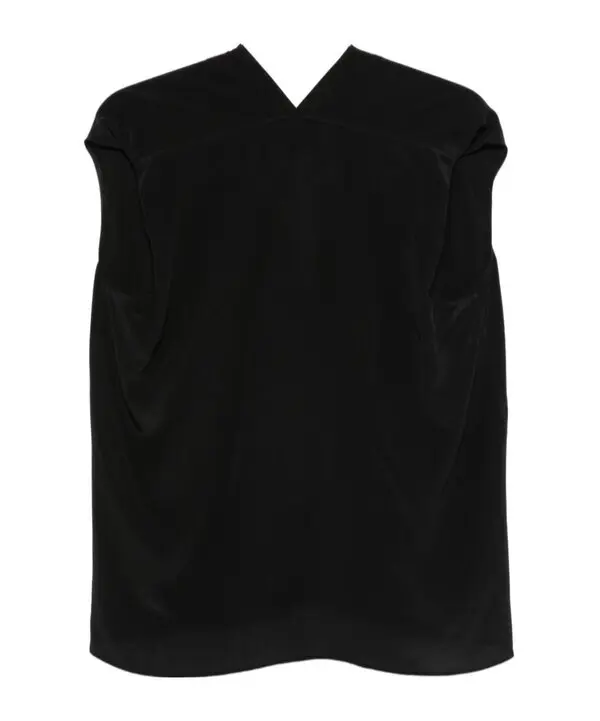 ALYSI Sleeveless V-neck Blouse - Black