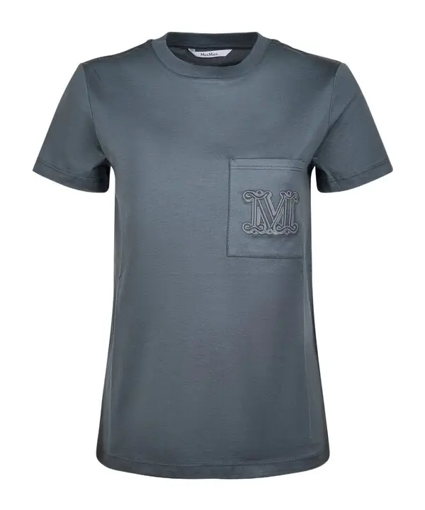 Max Mara Papaia Logo Patch Crewneck T-shirt - Gray