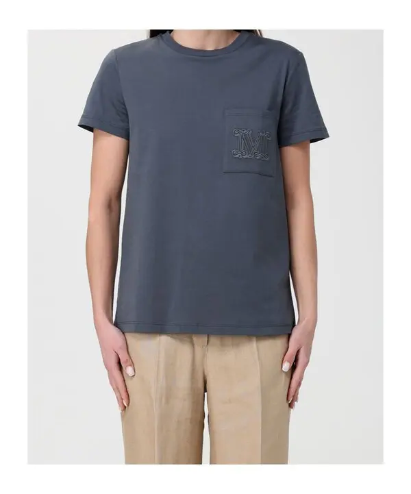 Max Mara Papaia Logo Patch Crewneck T-shirt - Gray