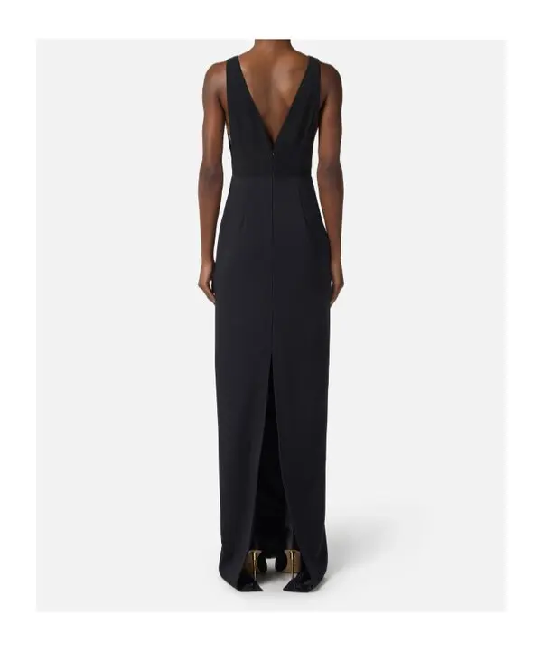 Elisabetta Franchi V-neck Maxi Gown With Golden Metal Detail