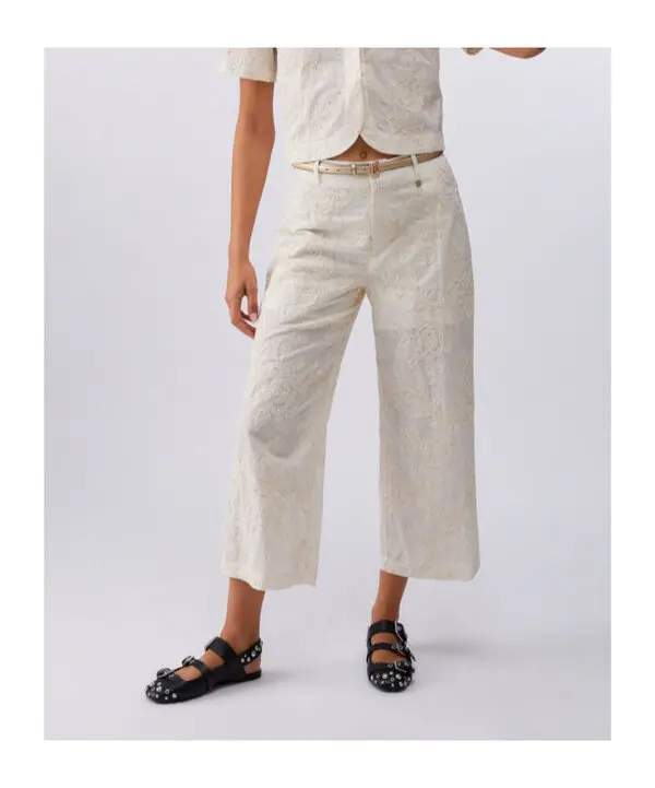 Liu Jo Embroidered Muslin Trousers - White