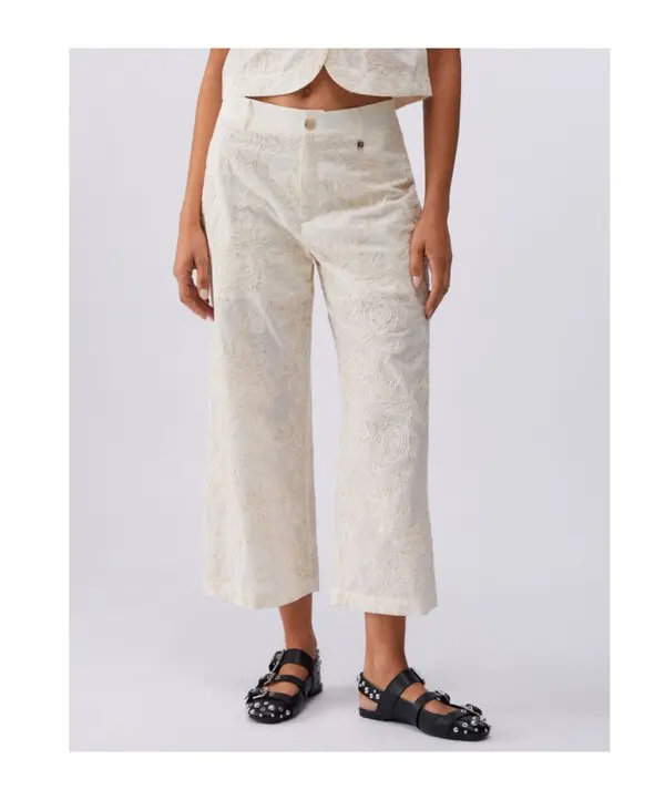 Liu Jo Embroidered Muslin Trousers - White