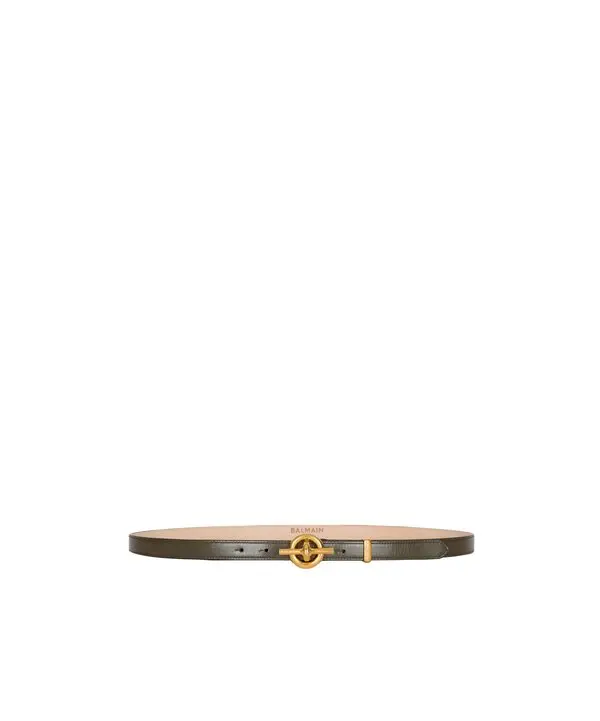 Balmain Smooth Leather T-bar Belt - Green