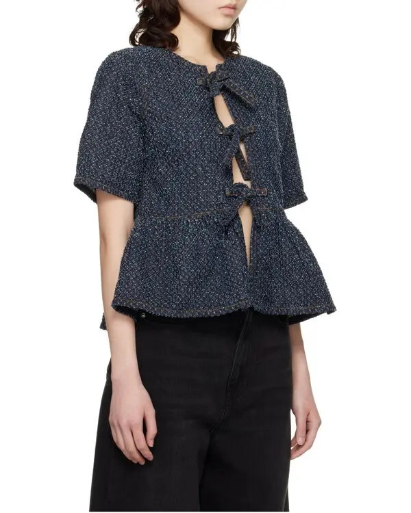GANNI Bow Peplum Top