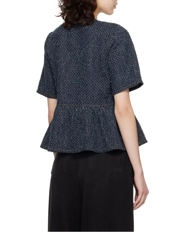GANNI Bow Peplum Top