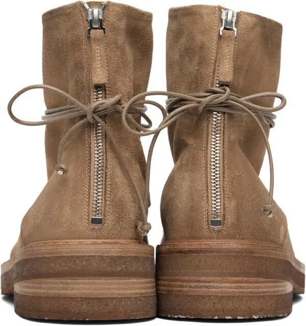 Marsèll Suede Tie-neck Front Zip Boots