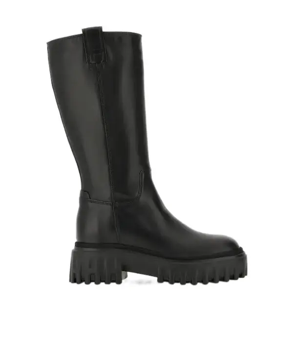 Hogan Lug-sole Side-zip Leather Boots - Black