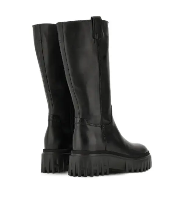 Hogan Lug-sole Side-zip Leather Boots - Black