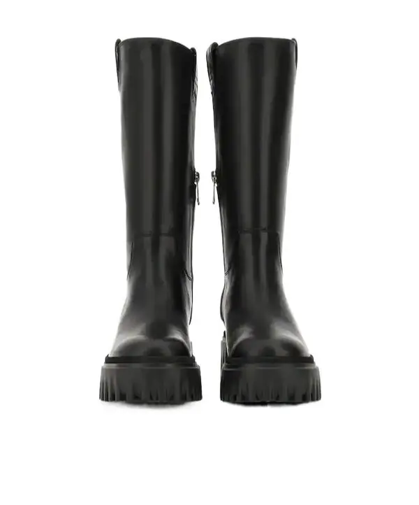 Hogan Lug-sole Side-zip Leather Boots - Black