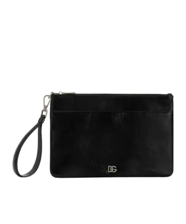 Dolce & Gabbana Logo Plaque Clutch Bag - Black