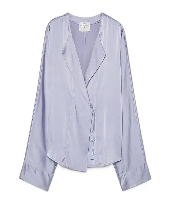 FORTE_FORTE Wrap Satin Shirt With Tassel Detail - Lilac