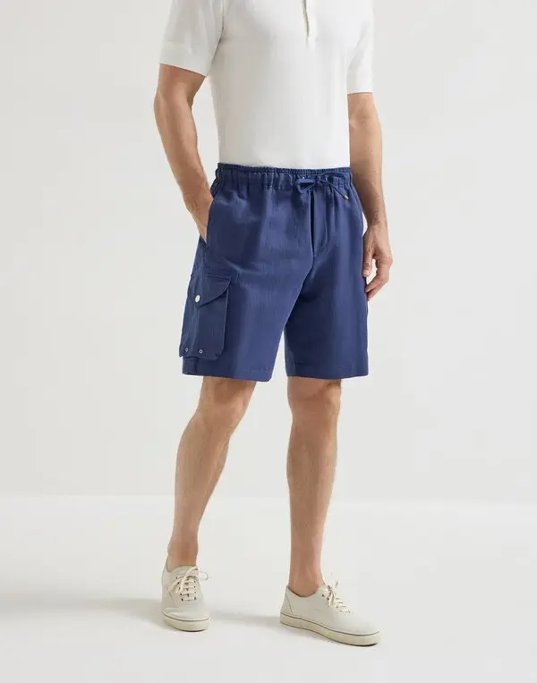 Brunello Cucinelli Drawstring Cargo Shorts - Blue