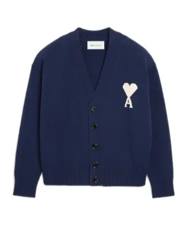 AMI Paris De Coeur V-neck Cardigan - Blue