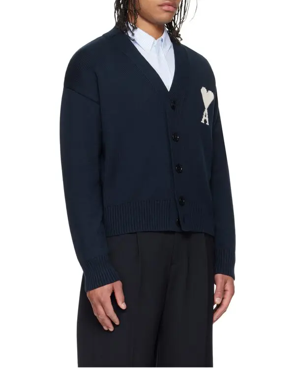 AMI Paris De Coeur V-neck Cardigan - Blue