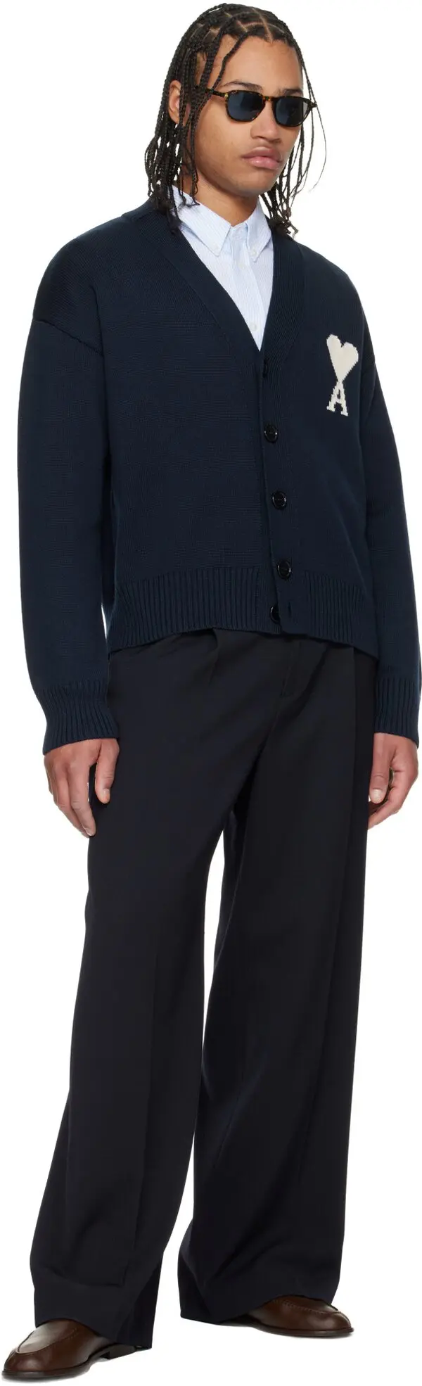 AMI Paris De Coeur V-neck Cardigan - Blue