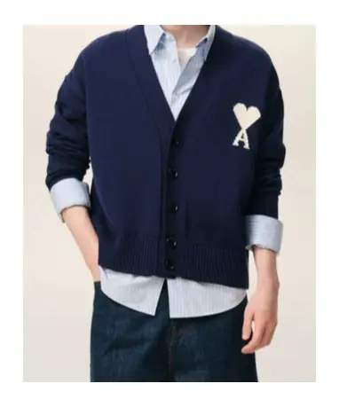 AMI Paris De Coeur V-neck Cardigan - Blue