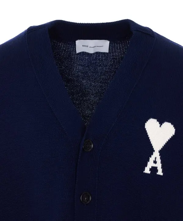 AMI Paris De Coeur V-neck Cardigan